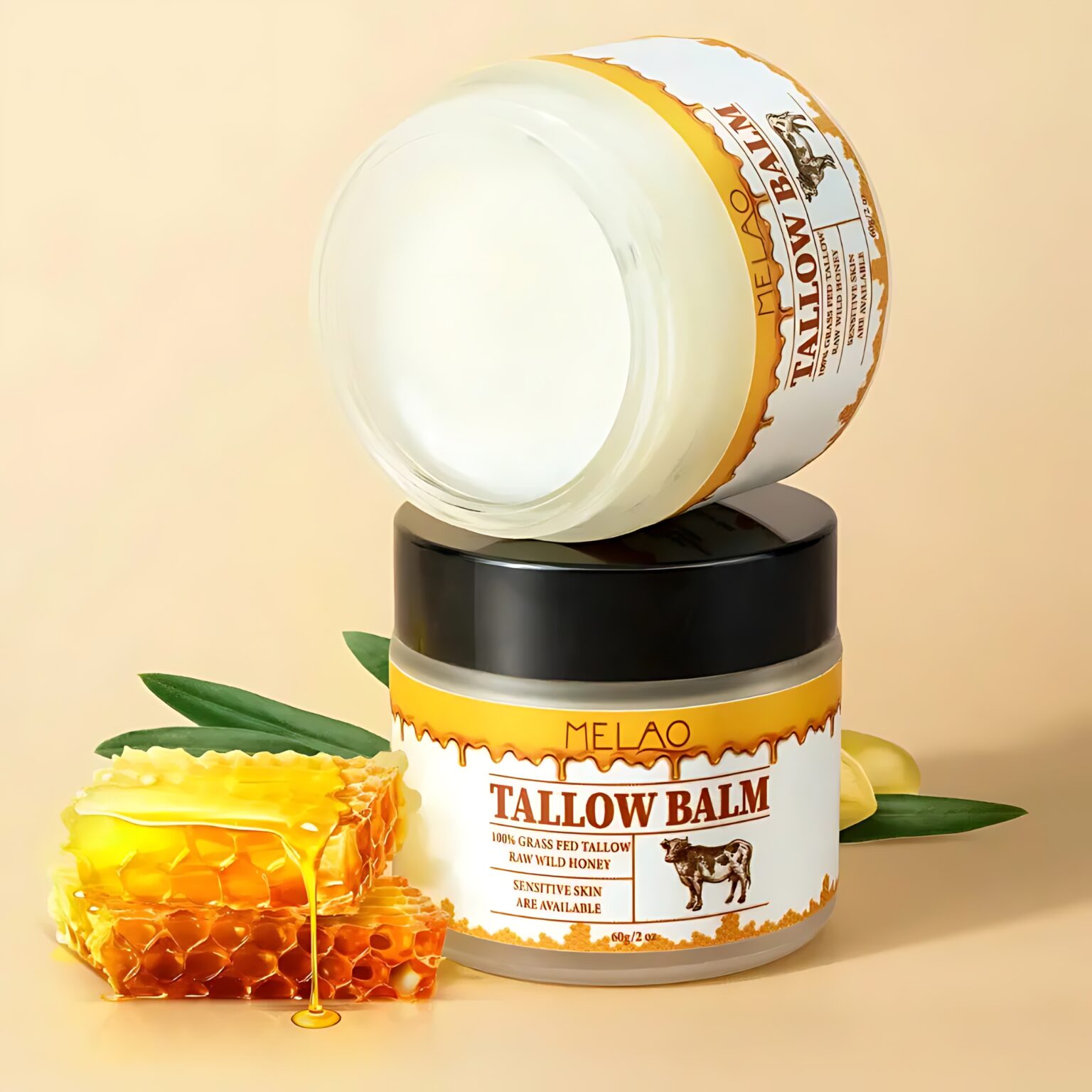 Grass-Fed Beef Tallow & Honey Skin Balm: Premium All-Natural Tallow ...